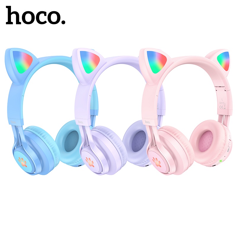 HOCO W39 Bluetooth 5.3 Headphones RGB Cat Ears Headset With Microphone ...