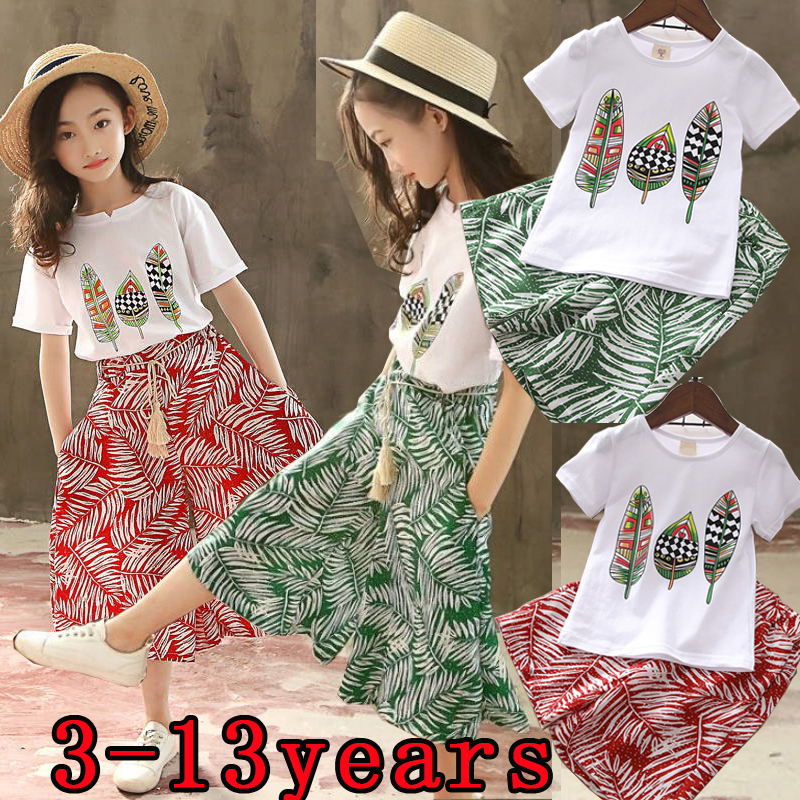 COD Ready Stock Kids Terno Girls Terno Kids Girls T-shirt+Wide Leg Long ...