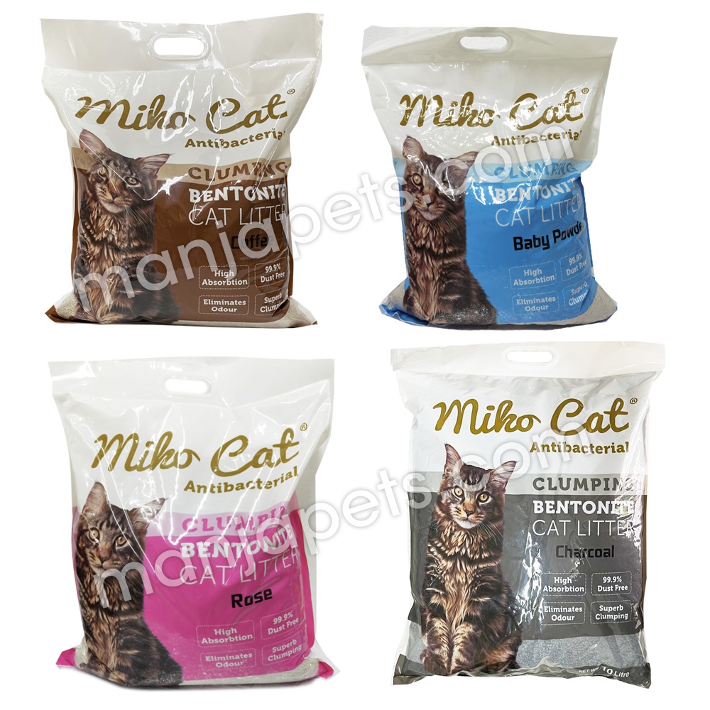 Miko Cat Clumping Bentonite Cat Litter Charcoal, Coffee, Rose, Baby ...