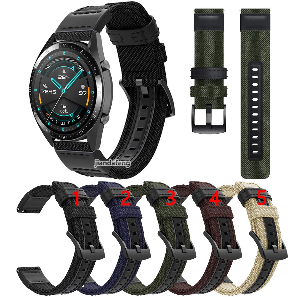 Canvas Woven Nylon Band Strap For HUAWEI WATCH GT 46MM GT2 42MM ...