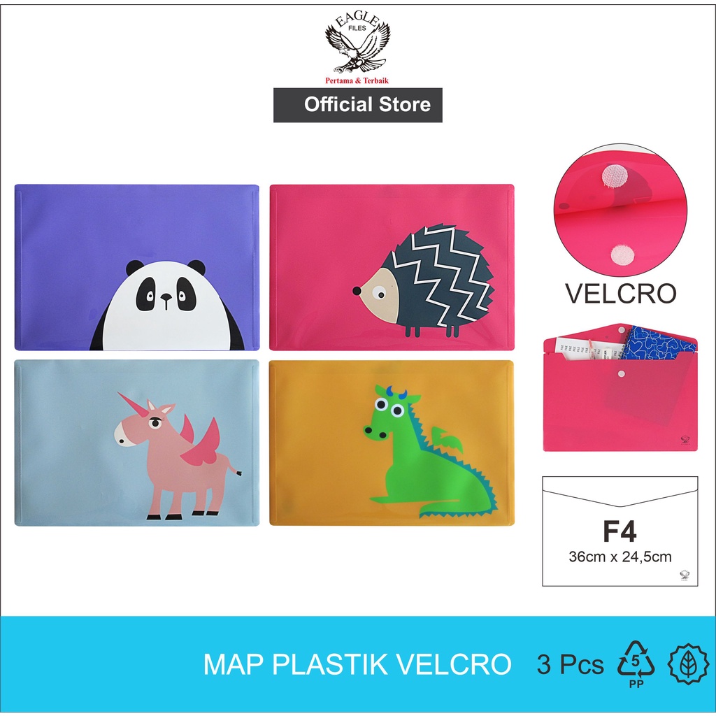 EAGLE F4 (Folio) Velcro Button Plastic Folder / Plastic Folder / Smart ...