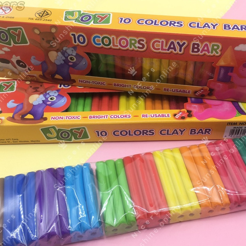JOY MultiI-Colored Clay (10 Color Clay Bar in a box) | Shopee Philippines