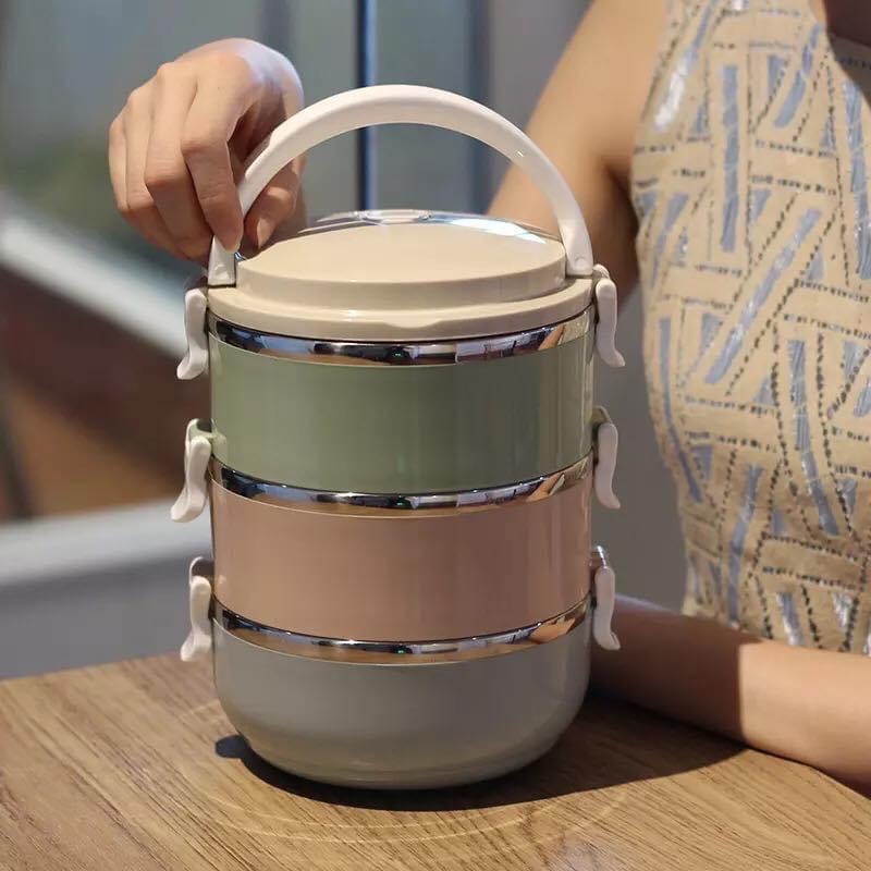 Luckyy_3 Layers Stainless Steel Portable Cute Lunch box Sets | Shopee ...
