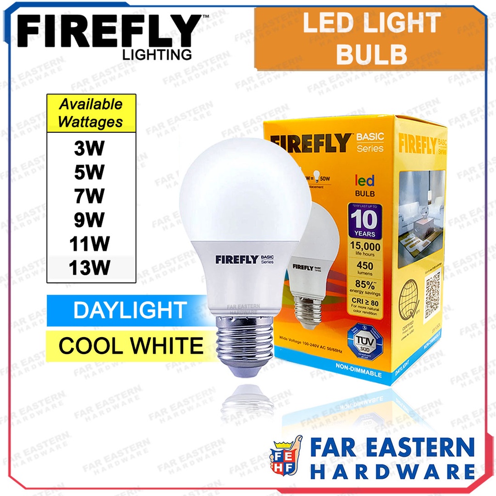 FIREFLY LED Light Bulb 3W 5W 7W 9W 11W 13W Daylight Cool White | Shopee ...