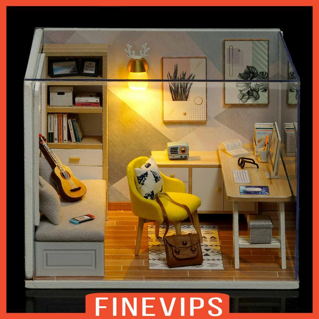 Finevips 1:32 DIY Wood Miniature Dollhouse Sunshine Study Room Craft Doll House | Shopee Philippines