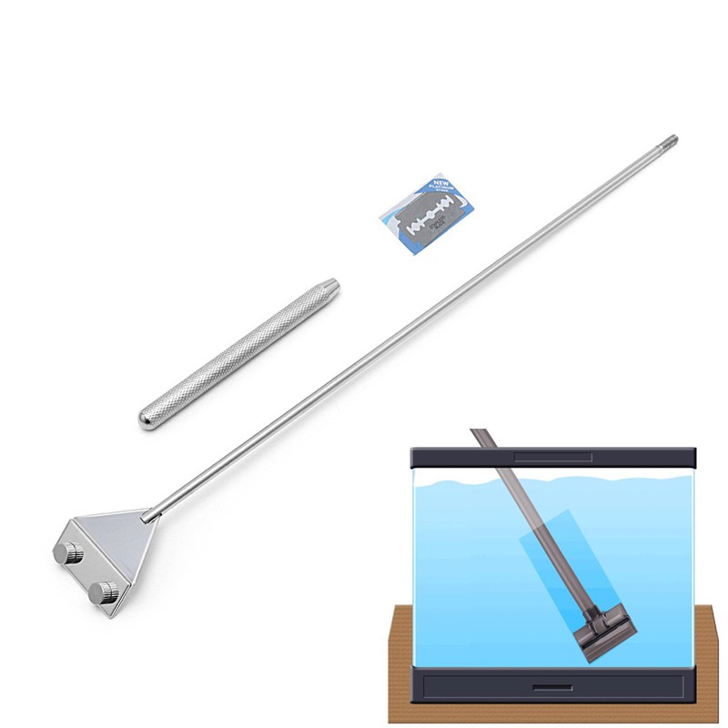 Aquarium Glass Fish Tank Stainless Steel Coralline Algae Scraper Blade ...
