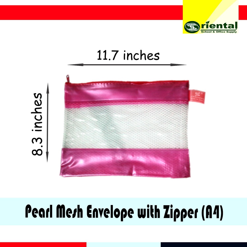 A4 Pearl Mesh Envelope with Zipper - See Through Organizer - A4 Letter ...