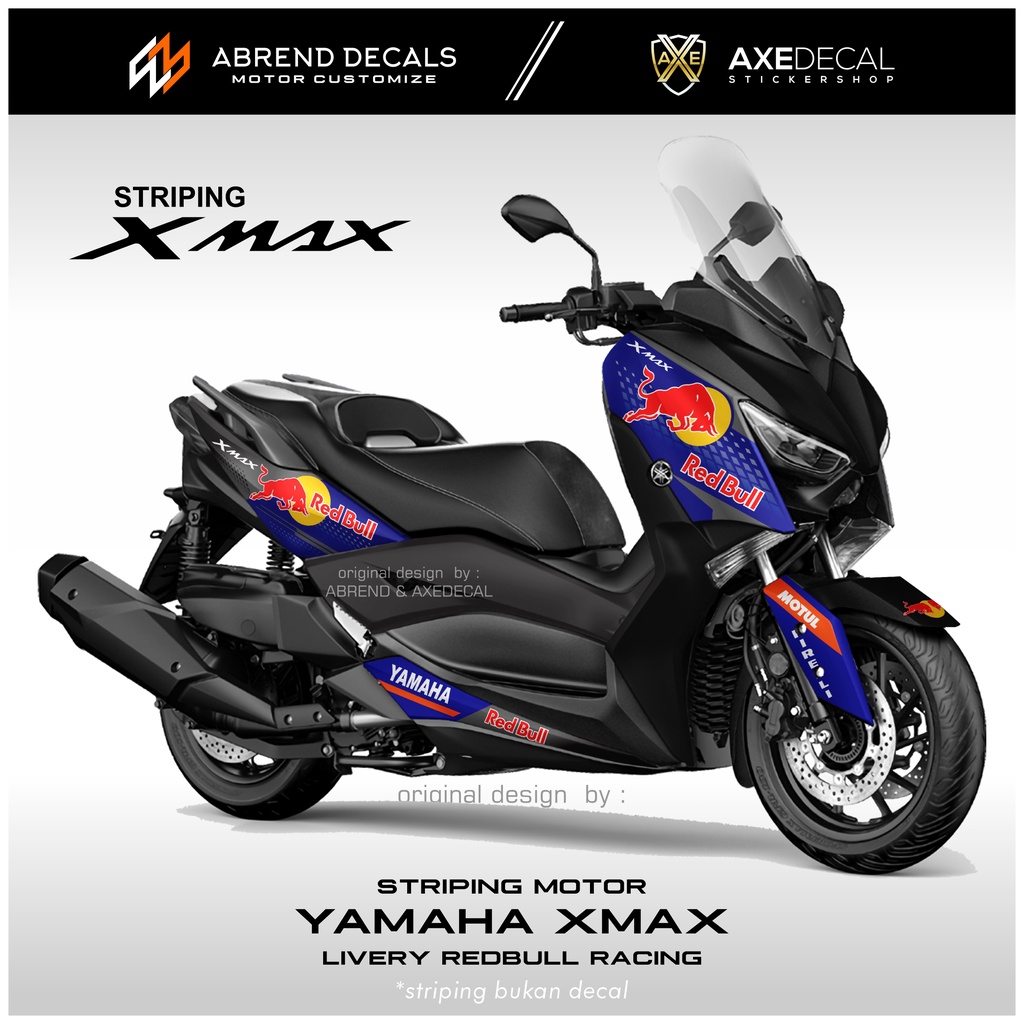 Yamaha Xmax Redbull Racing Striping / X-max Motorcycle Sticker Custom ...