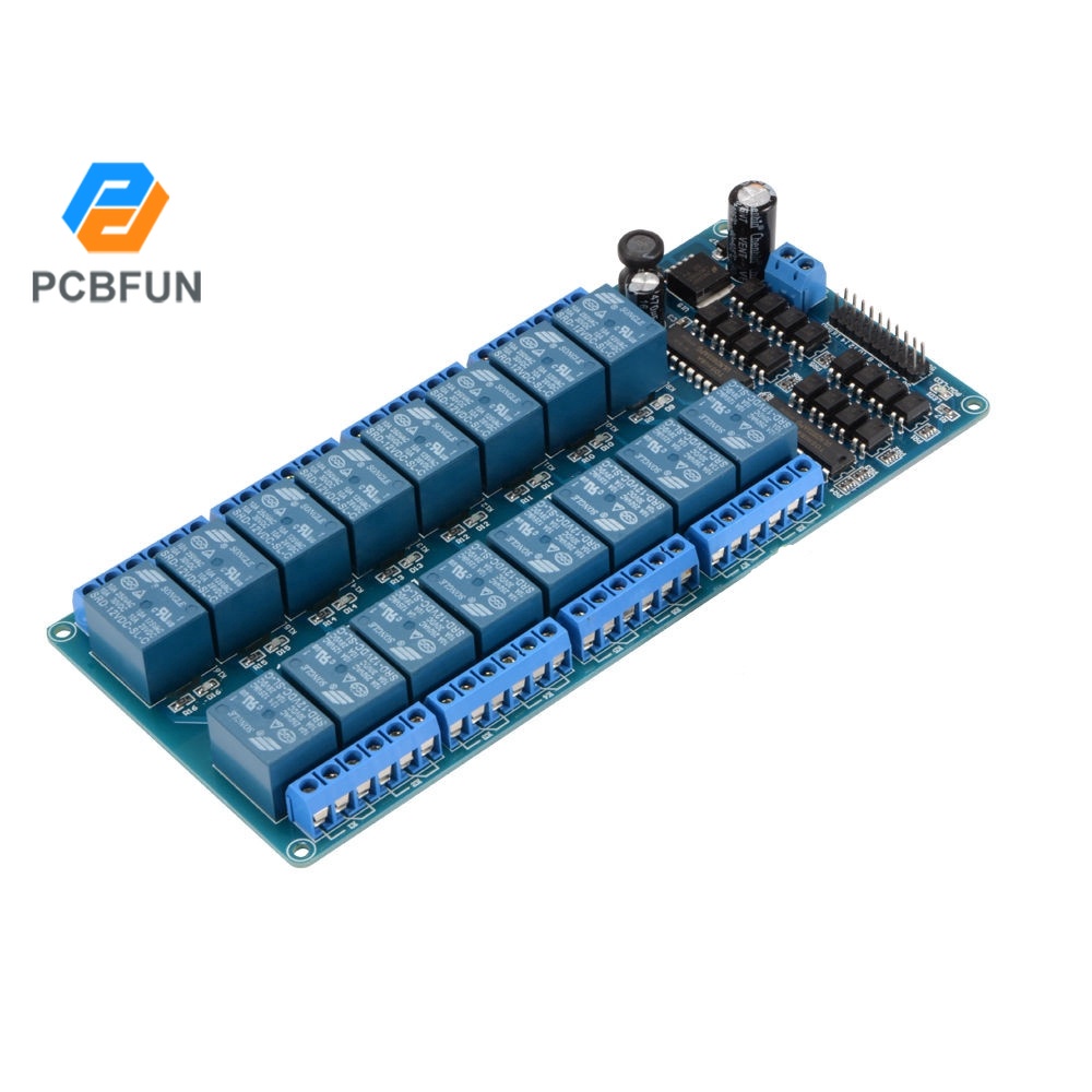 Pcbfun 16 Channel Dc 5V/12V Relay Shield Module With Optocoupler For ...