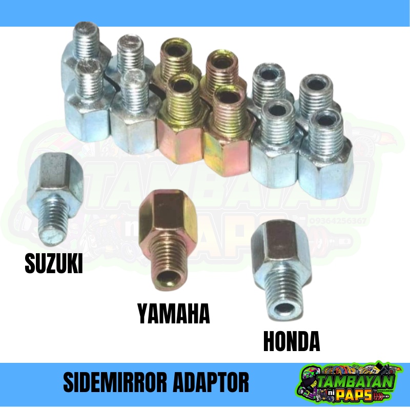 Motorcycle Side Mirror Adaptor Bolt Screw Metal Reverse 10pcs per order ...