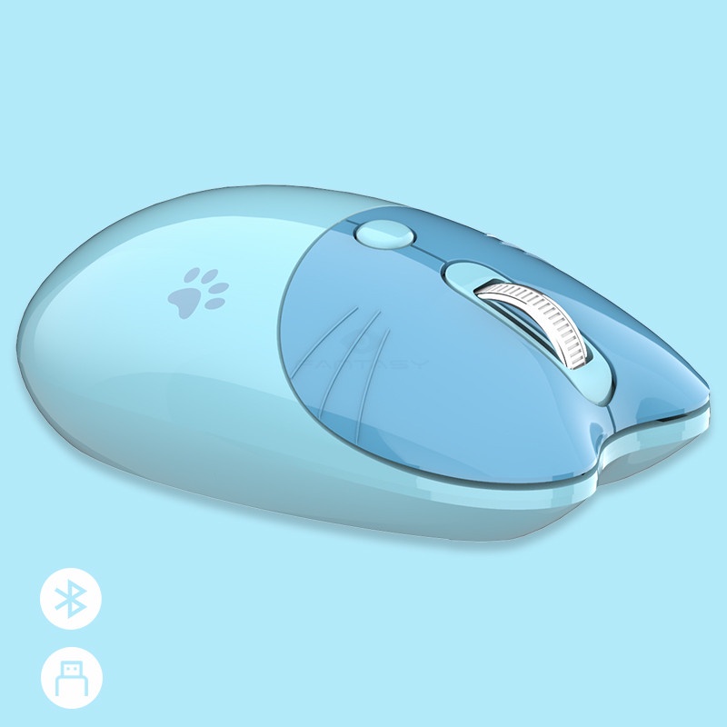 MOFii M3DM USB Bluetooth Dual-mode Wireless Mouse Kitty Cat Shape Cute ...
