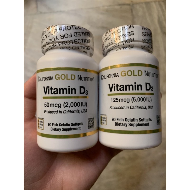 Vitamin D3 D-3 5000 Iu (125Mcg) 2000 Iu (50Mcg) California Gold ...