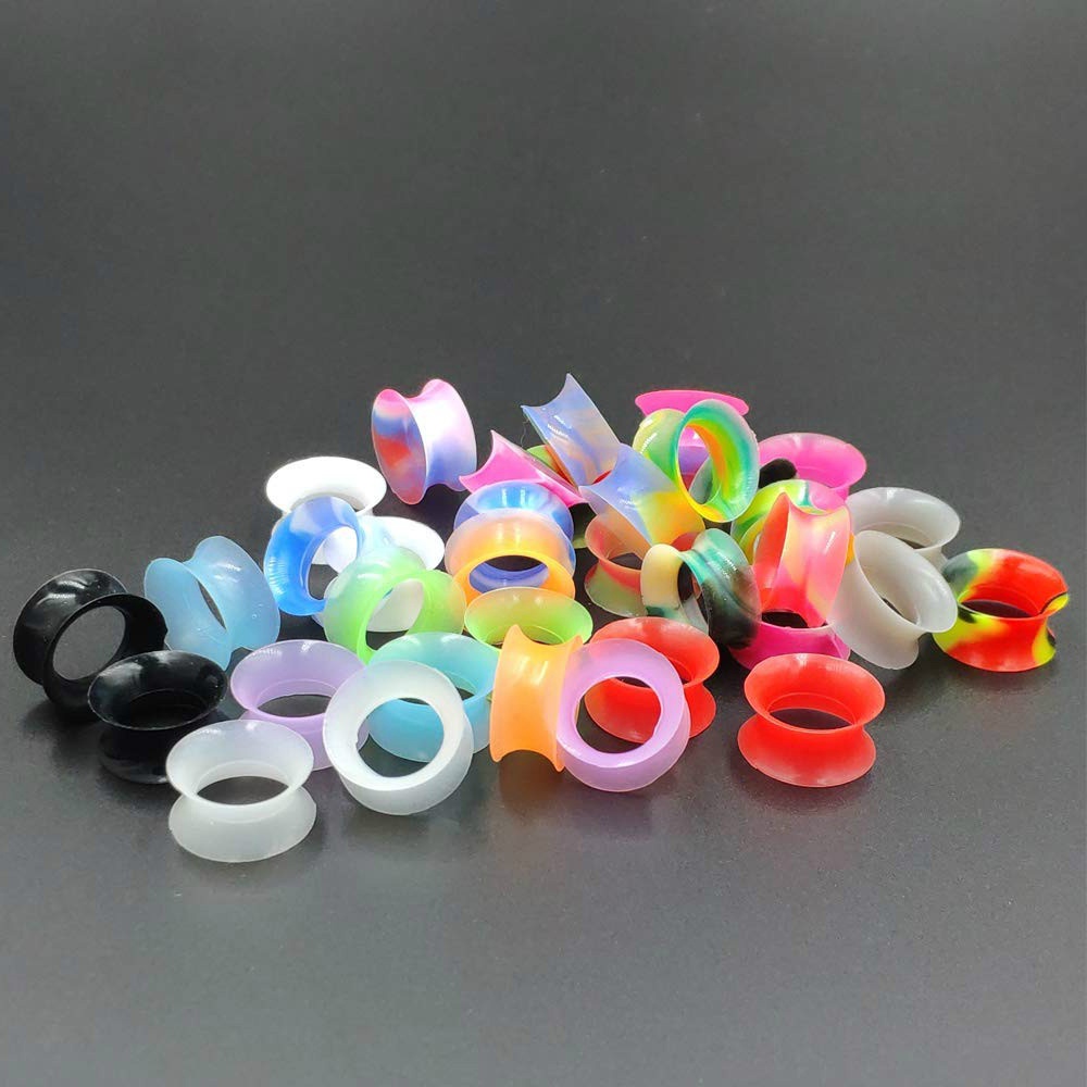 10 Pairs Flesh Ear Stretcher Multicolor Ear Gauges Silicone Plugs ...