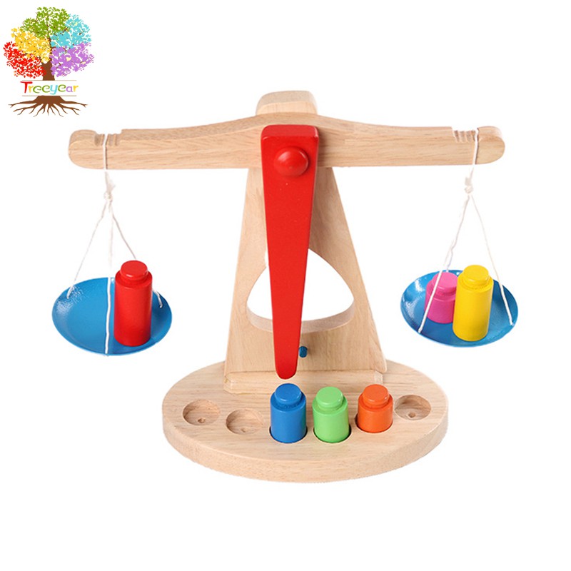 Baby Toy Montessori Educational Wooden Toy Scale Funny Balance Baby ...
