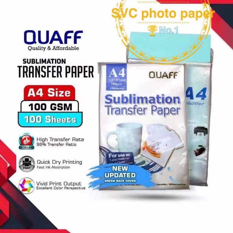 QUAFF Sublimation Transfer Paper A4 size (100sheets) A3 (50sheets ...