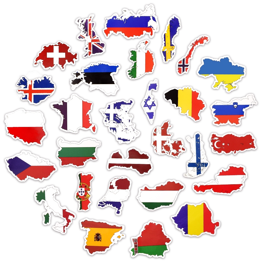 50 PCS National Flags Travel Stickers Toys Countries Map PVC Stickers ...