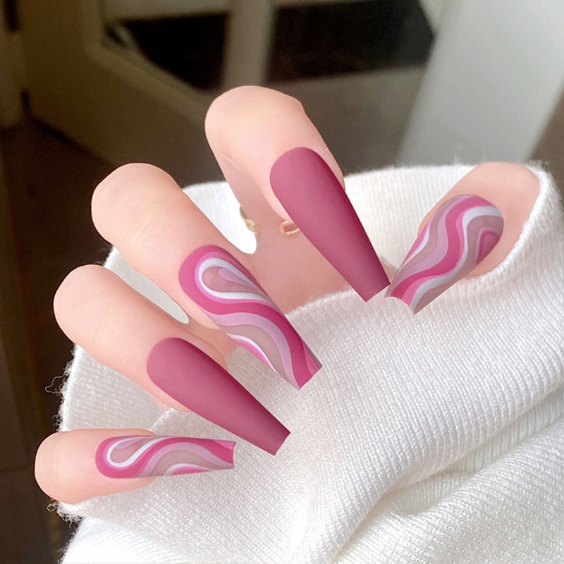 3509 Yukehui 24pcs Long Fake Nails With Glue Fake Nails Set With Glue Fake Nail Fake Nails With