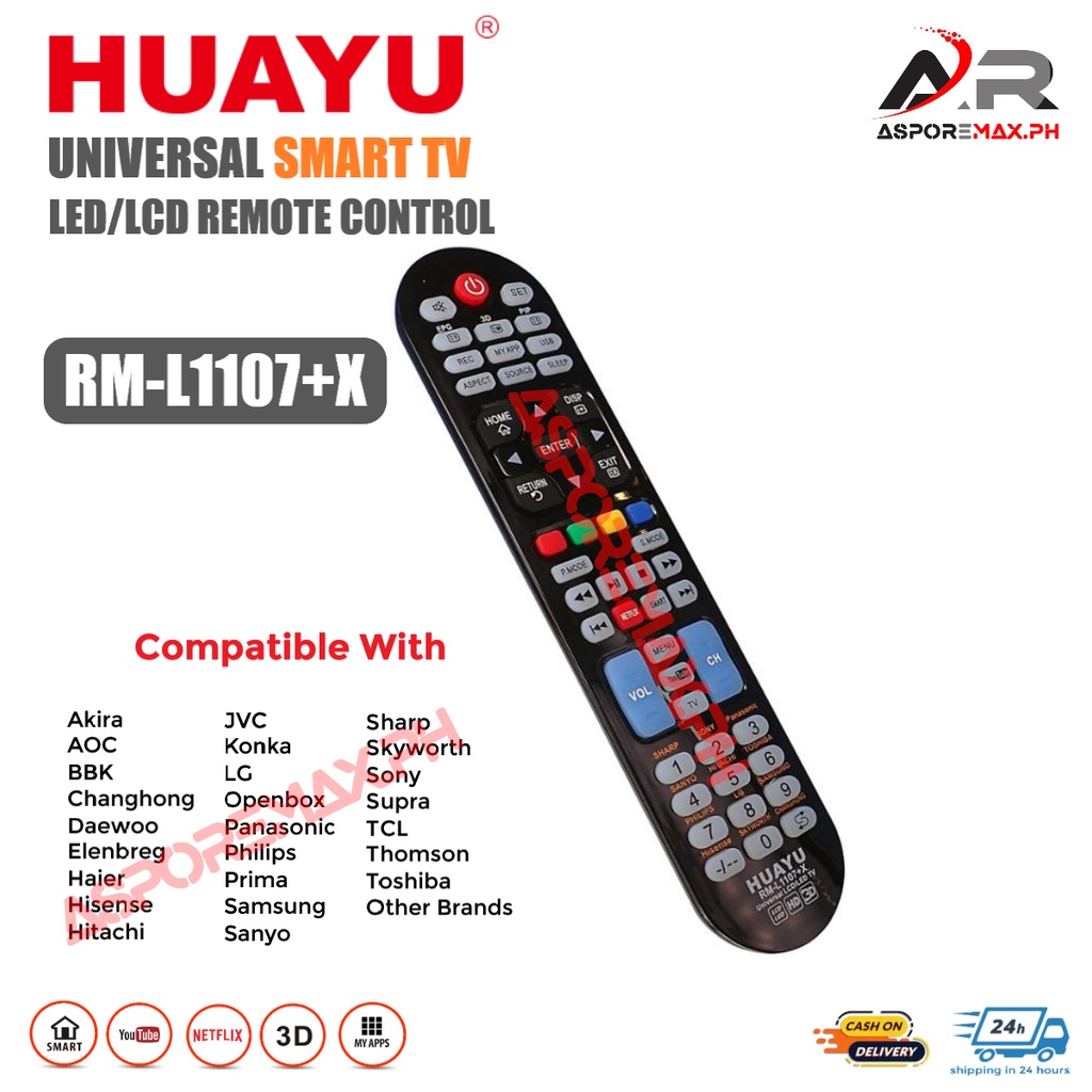 HUAYU RM-L1107+ X UNIVERSAL LCD LED TV REMOTE CONTROL COD | Shopee Philippines
