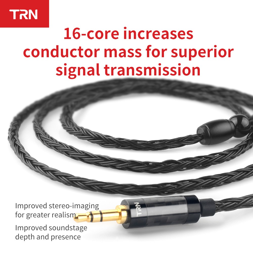 TRN T2 Black 16 Shares 352 Core Silver Plated Copper Wire 2Pin MMCX ...