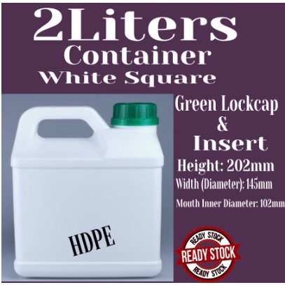 2Liters Square Container with Lockcap/ 2 Liters HDPE Bottles/SQUARE ...