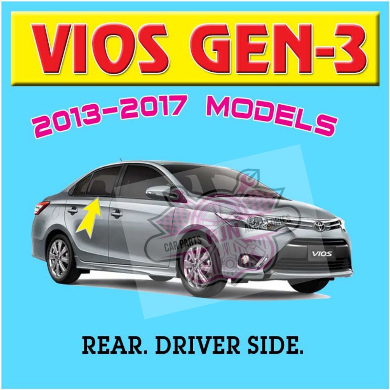 Outer channel weatherstrip for vios 2013 2014 2015 2016 2017 Gen 3(rear ...