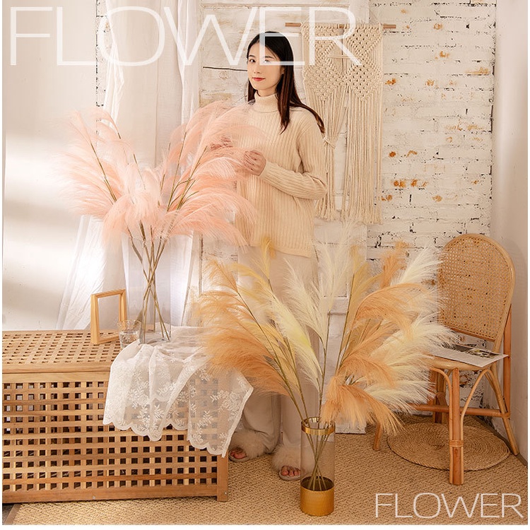 Afutre 2Pcs Artificial Pampas Grass Large Fluffy Faux Bulrush Fake ...