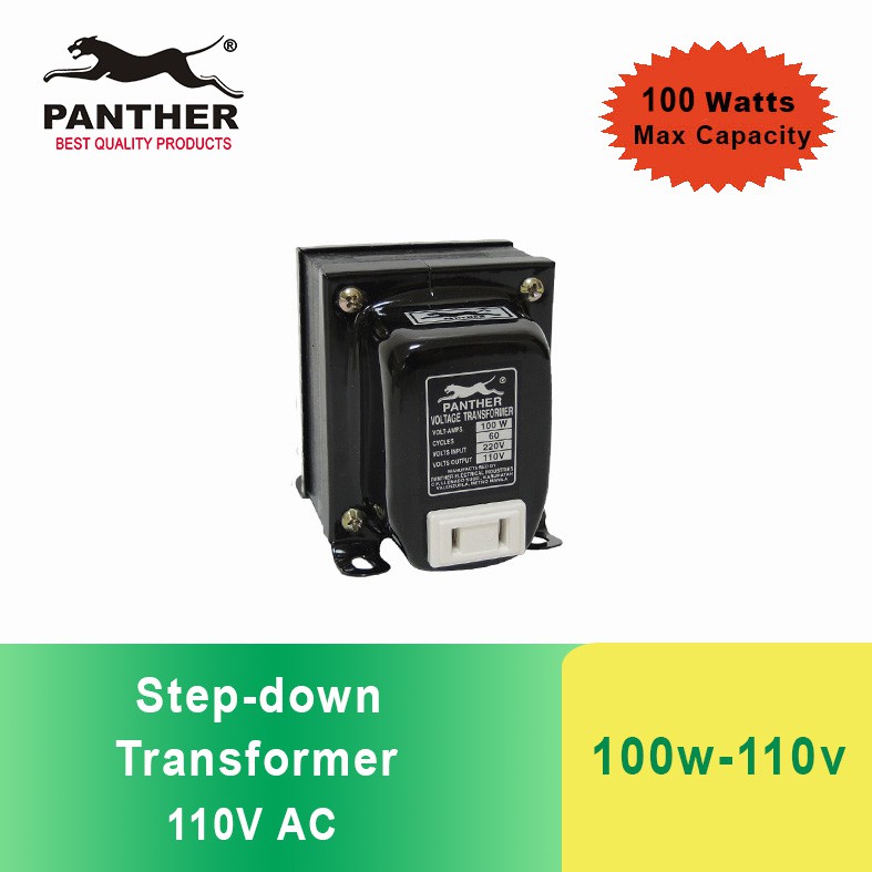 Panther 100w-110v Step-down Transformer 100 Watts Input 220VAC Output 110VAC Single Phase Auto ...