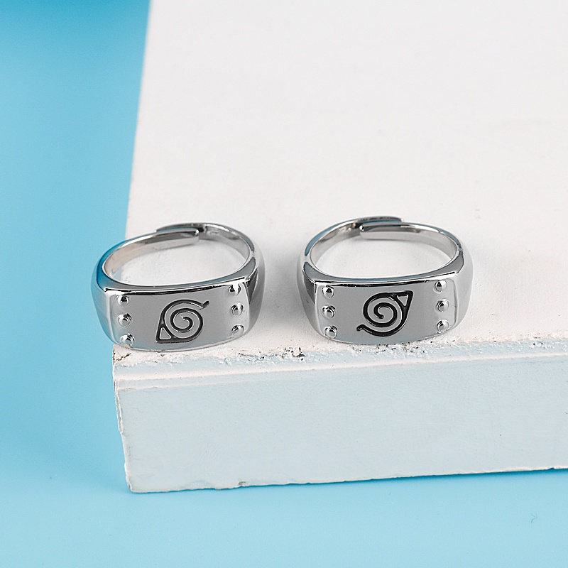 Anime Konoha Sign Stainless Steel Rings Cosplay Charm Leaf Konoha ...