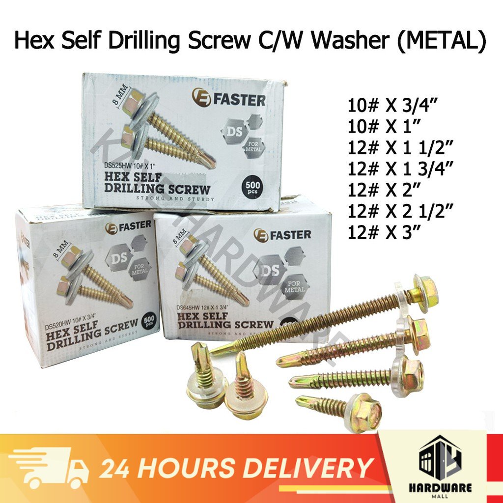 METAL 10 12 Hex Head Self Tapping Drilling Screw Washer Roof Awning ...