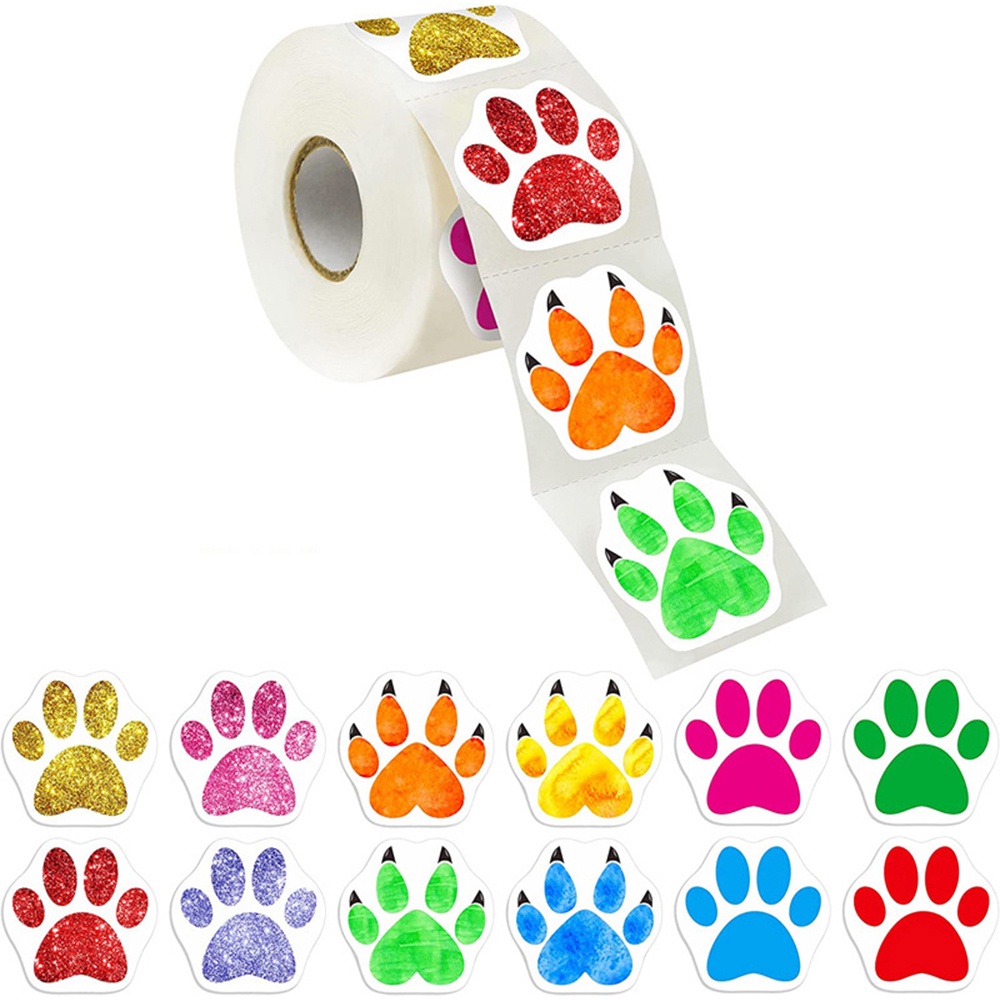 500pcs Colorful Paw Print Reward Stickers Dog Cat Bear Paw Labels ...