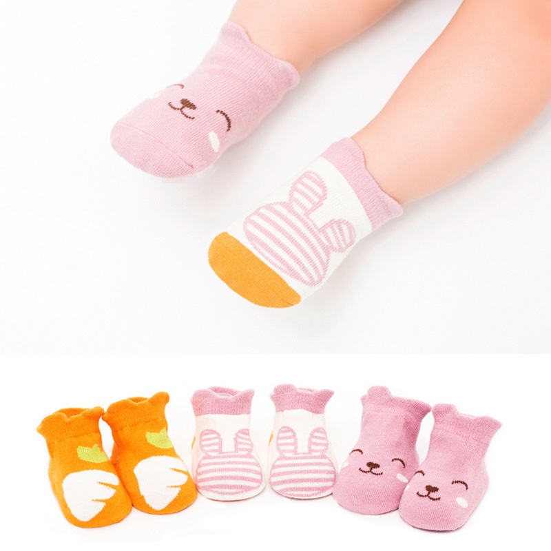 3 Pairs/Set Baby Socks Cotton Anti-slip Girl Boy Floor Socks Cartoon ...