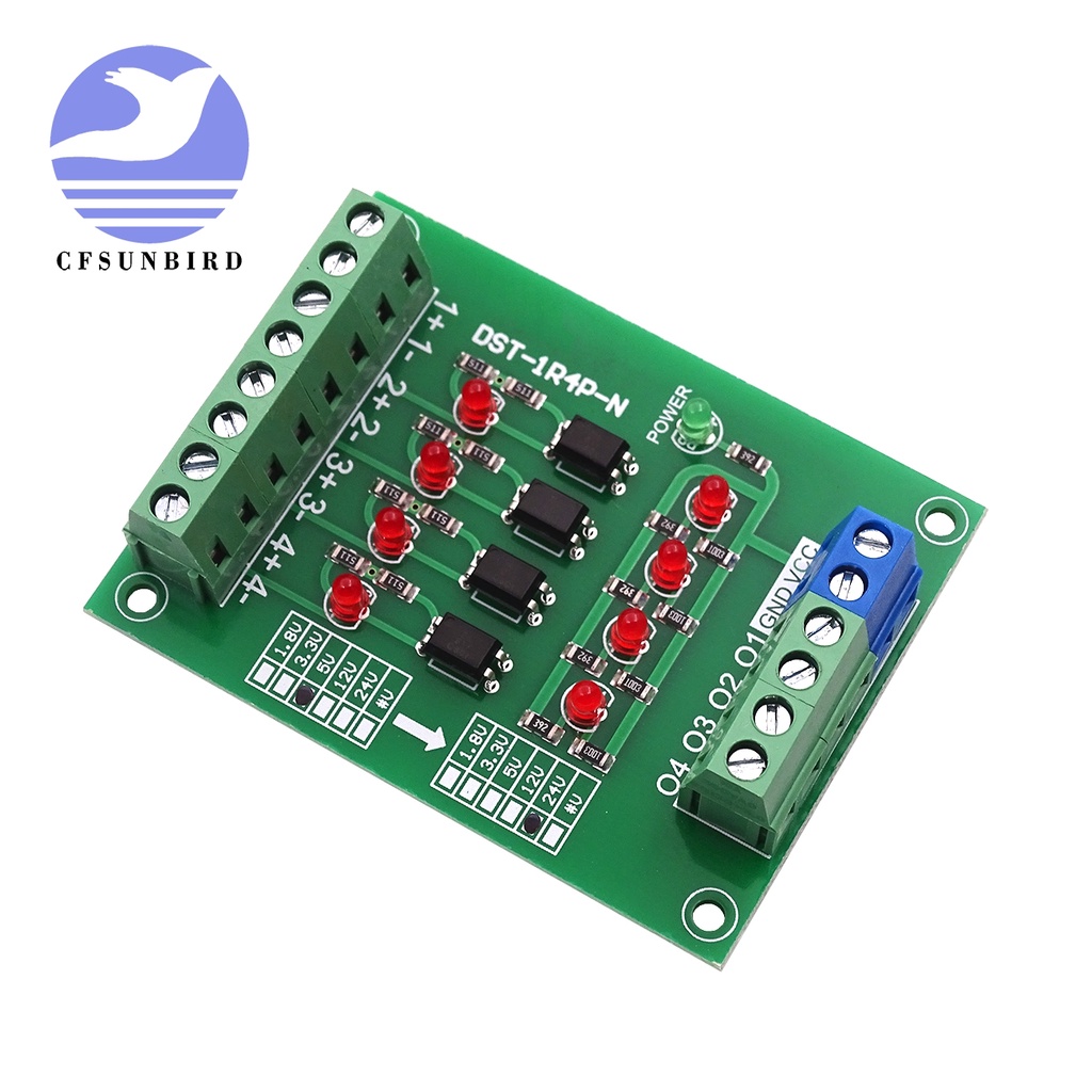 5V to 24V PLC Signal Converter Level Voltage Board 4Bit Optocoupler Isolator Signal Level ...
