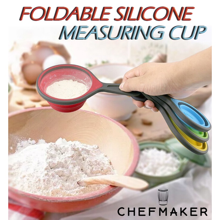 CHEFMAKER Foldable Measuring Spoon Set Colorful Baking Measure Scoop ...