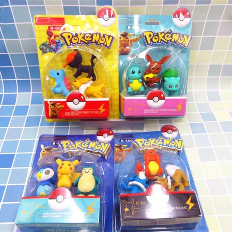 Pokemon Stip Eraser Set For Kids School Supplies Eraser | Shopee ...