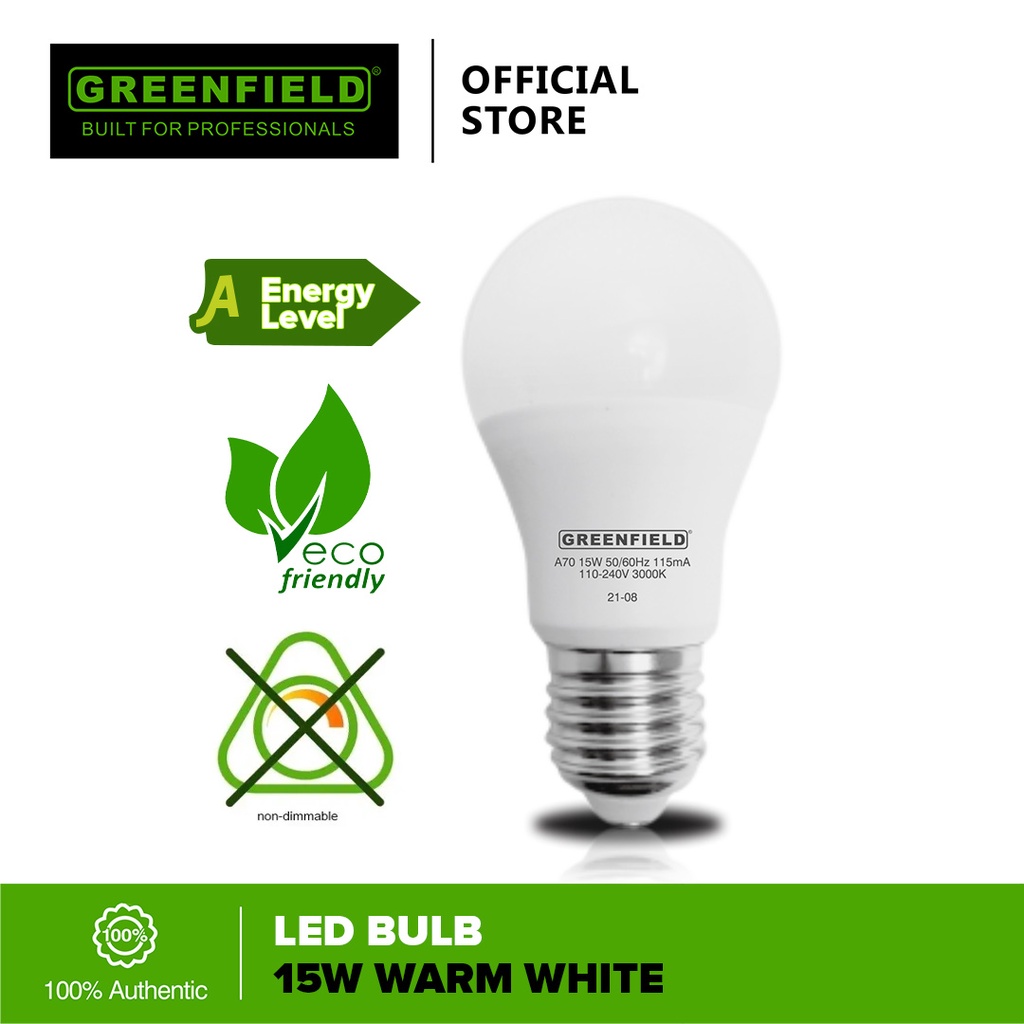 Greenfield LED Bulb A70 E27 15W Warm White | Shopee Philippines