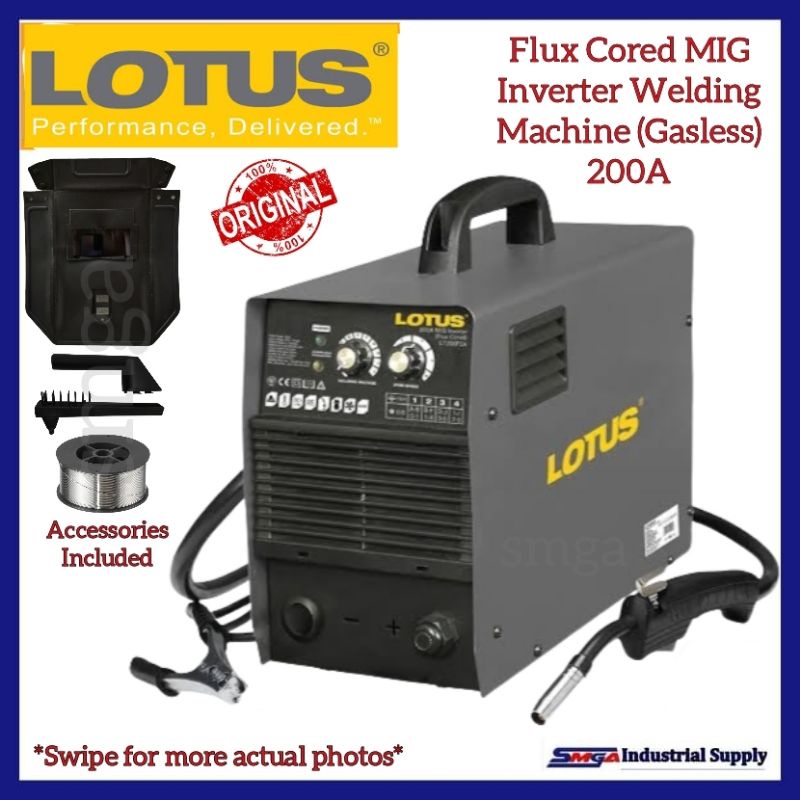LOTUS 200A MIGWELD Gasless MIG weld Inverter Flux Corded Welding ...