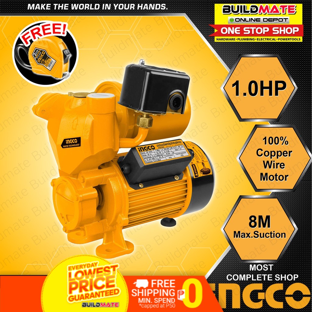 Buildmate x INGCO Self-Priming Peripheral Pump 750W (1.0HP) VPA7505-5 ...