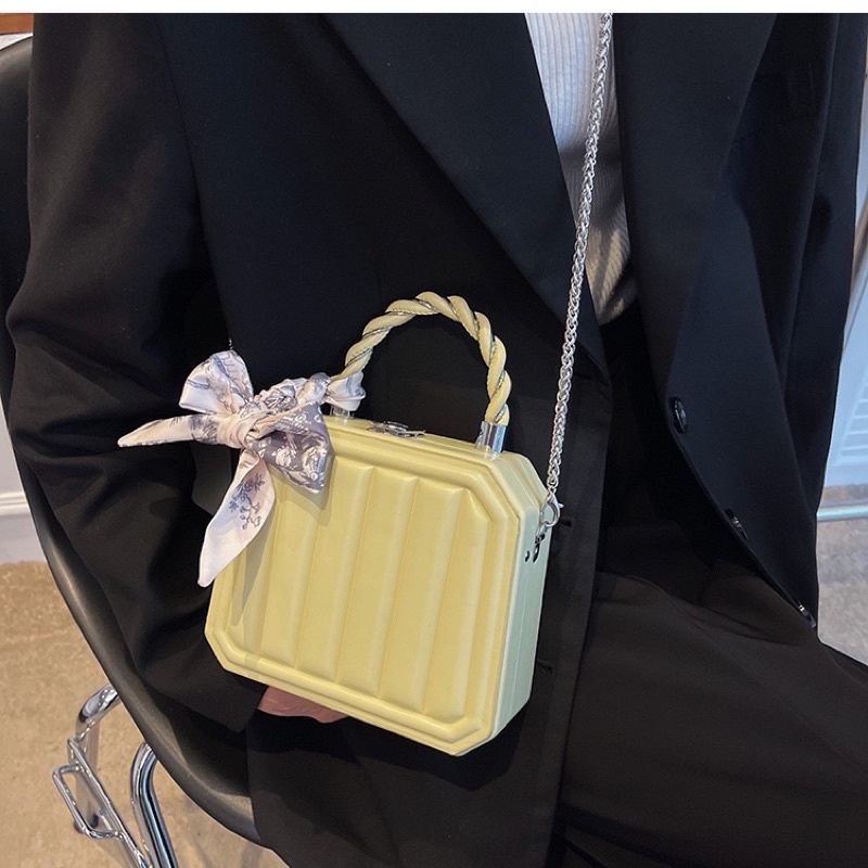 Square Box-Shaped Handbag With Silk Scarf [Commitment As Shown ...