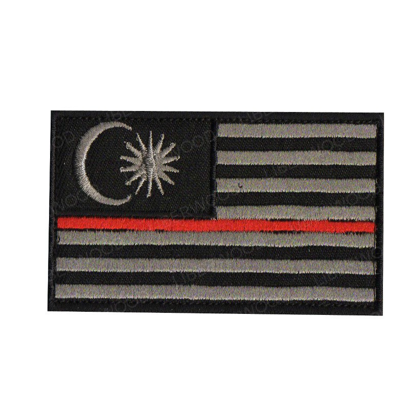 Malaysian Flag Embroidered Patches Skull Tactical Army Military Morale Patch Emblem Malaysia ...