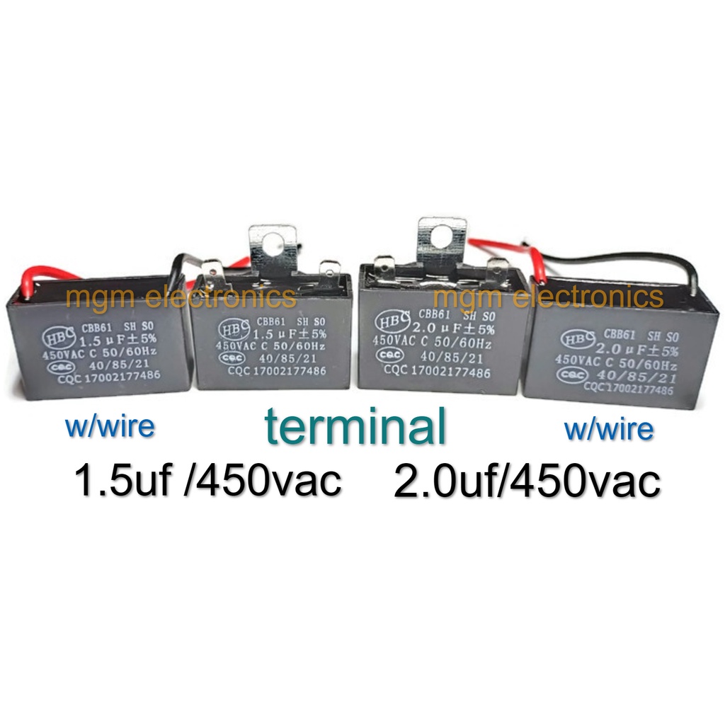 1PC. FAN CAPACITOR 450VAC 1.5UF, 2.0UF, 1.0UF, 1.2UF, 1.7UF 450VAC ...