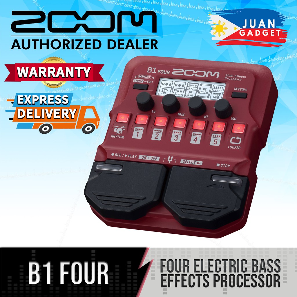 Zoom B1 FOUR Bass Guitar Multi-Effects Processor Pedal, With 60+ Built ...