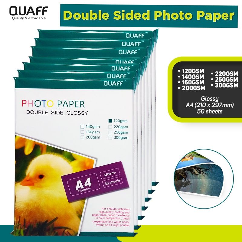 QUAFF PHOTO PAPER DOUBLE SIDED A4SIZE 50SHEETS PER PACK | Shopee ...