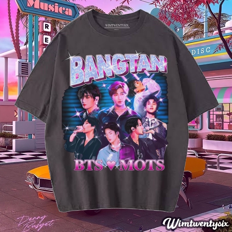 BANGTAN BTS MOTS VINTAGE TEE KAOS ( OVERSIZE DARK GRAY T-SHIRT AND ...