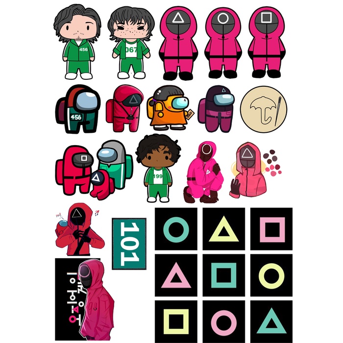 Squid game sticker squid game many models/ squid game sticker squid ...