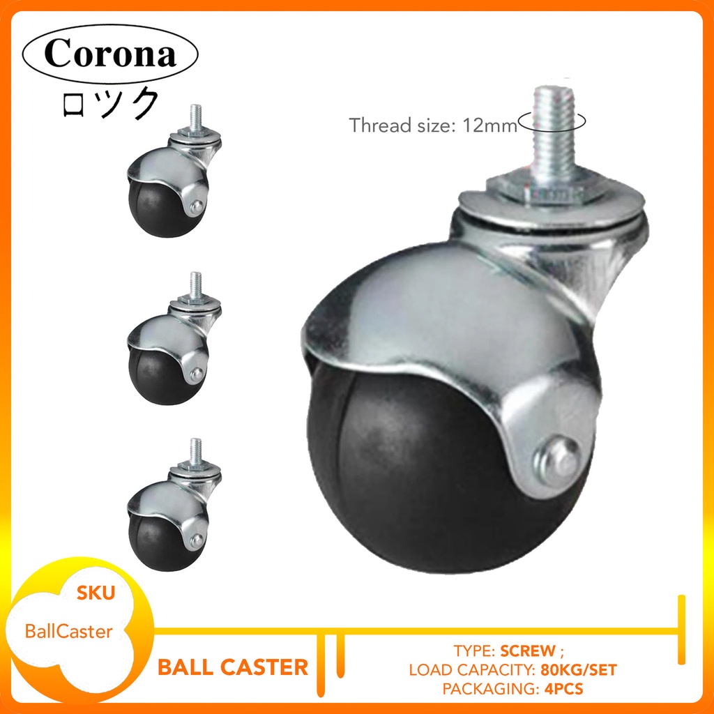 Corona Maxim Wheel Rubber Ball Caster 4Pcs/Set | Shopee Philippines