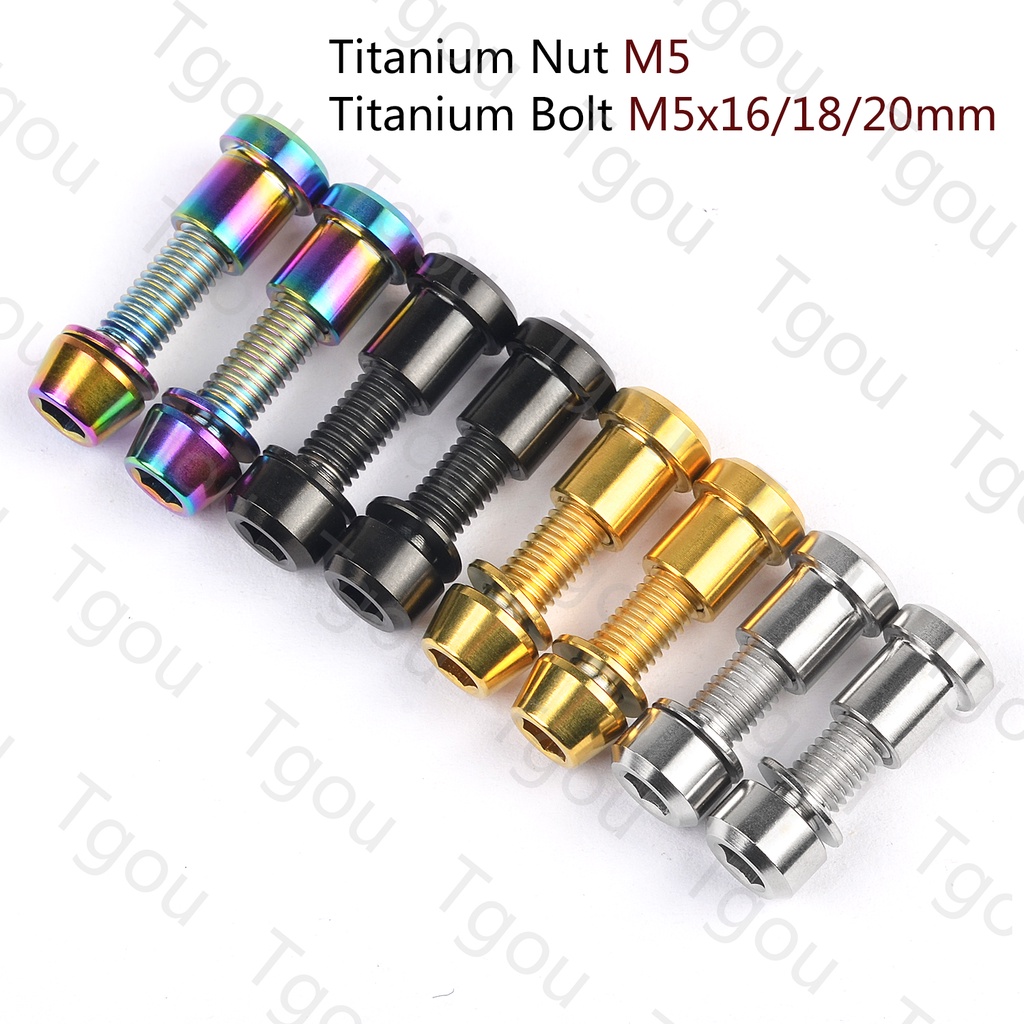 Tgou Titanium Bolt M5x16/18/20mm Hex Head with Washer Screws + M5 Ti ...