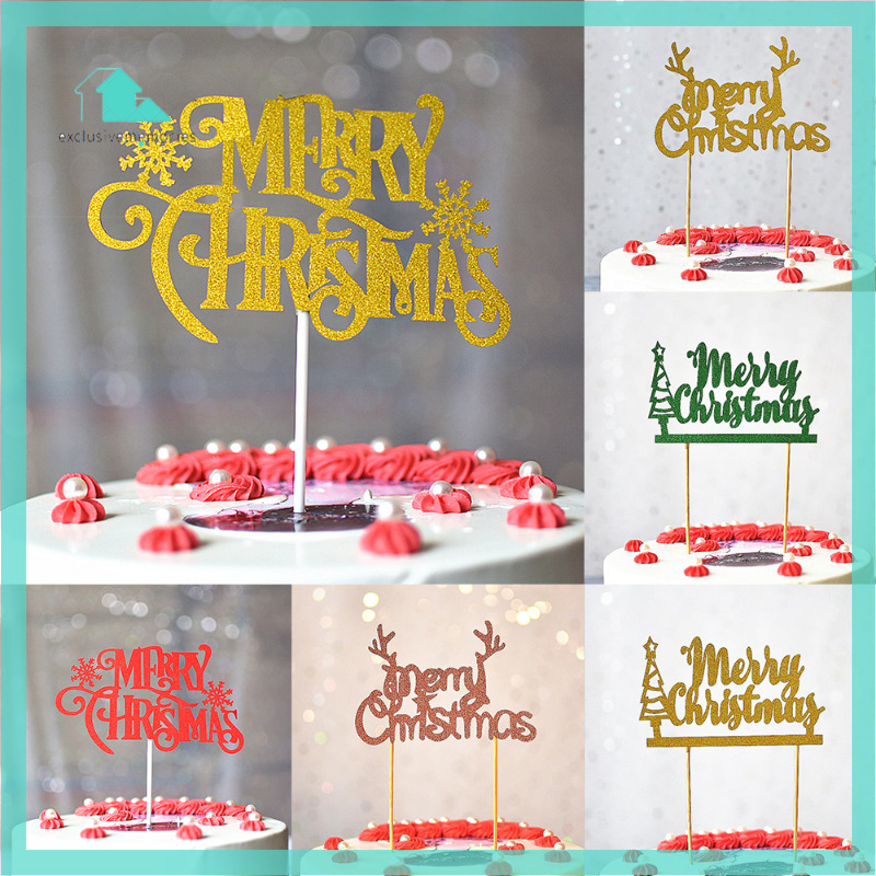 Merry Christmas Cake Topper Cupcake Toppers Flags Diy Cake Decoration