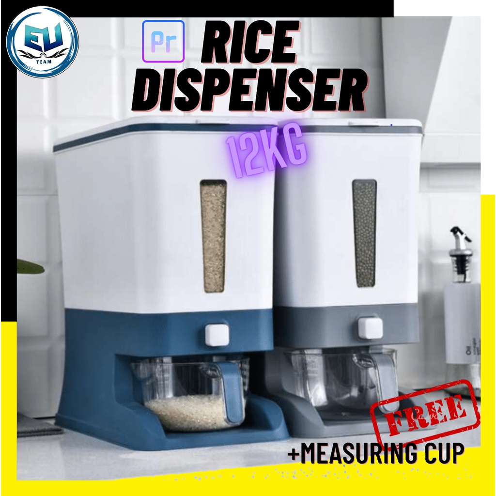 2024 DESIGN BARU 12KG PRO Automatic Rice Dispenser with Rinsing Cup ...