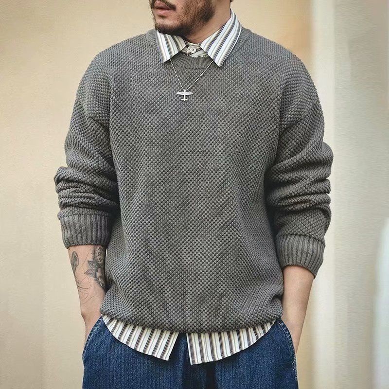 Winter Loose Sweater Men Japanese Large Size Vintage Pineapple Jacquard ...