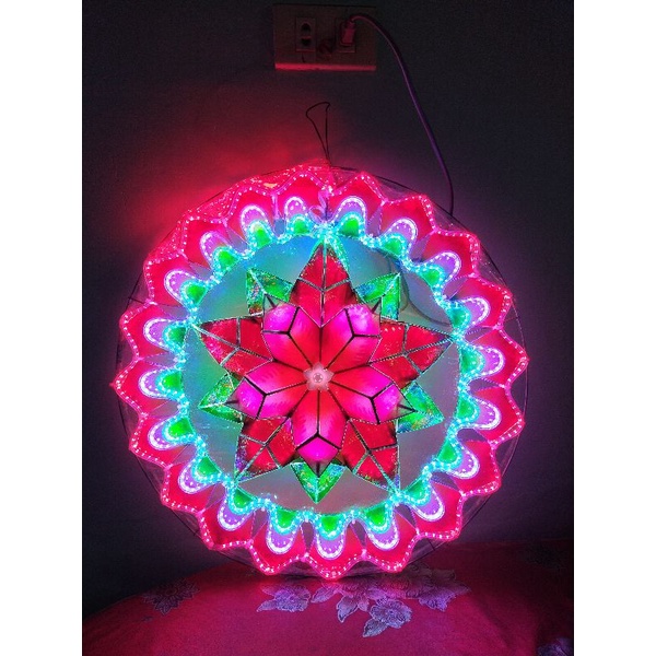 20" capiz lantern ponsieta peacock parol LED lights | Shopee Philippines